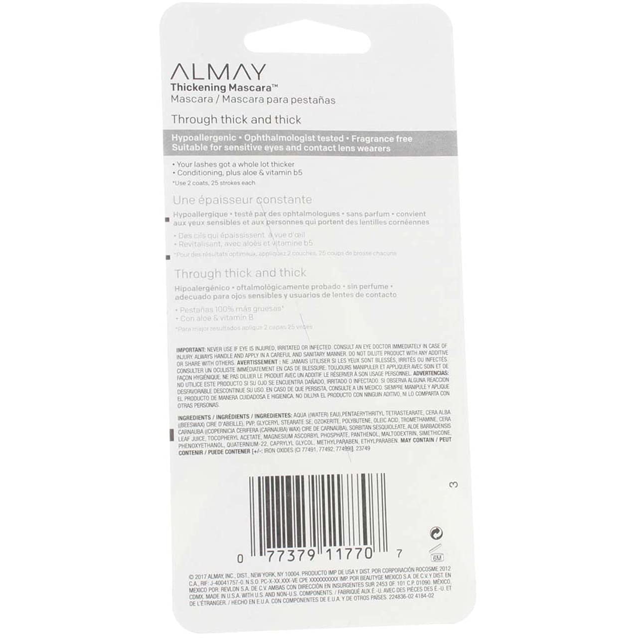 Almay One Coat Nourishing Thickening Mascara, Black 402 .4 fl oz (11.8 ml)
