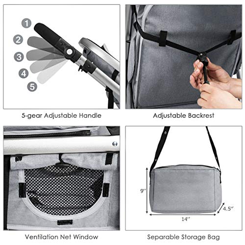 HONEY JOY Baby Stroller, High Landscape Convertible Infant Bassinet Stroller, Adjustable Canopy & Backrest, Storage Basket, Foot Cover, Foldable Newborn Carriage Pram Stroller (Gray)