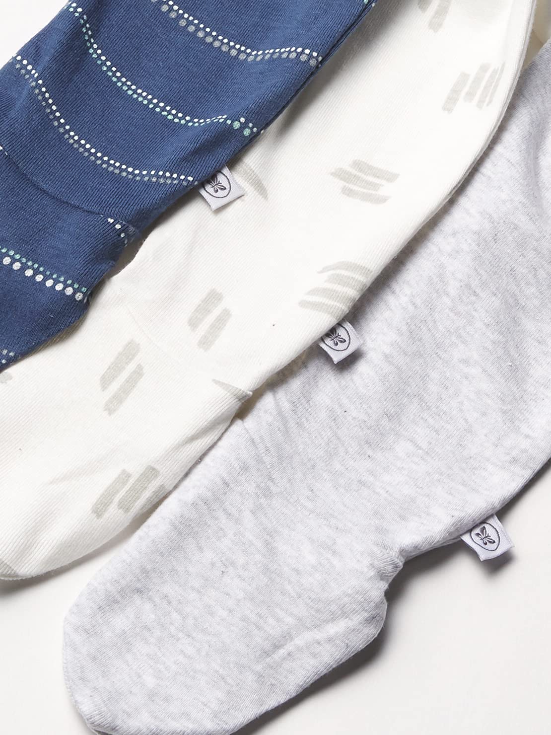HonestBaby Baby 3-Pack Organic Cotton Footed Harem Pants, Dotted Stripe Navy Blue, 0-3 Months