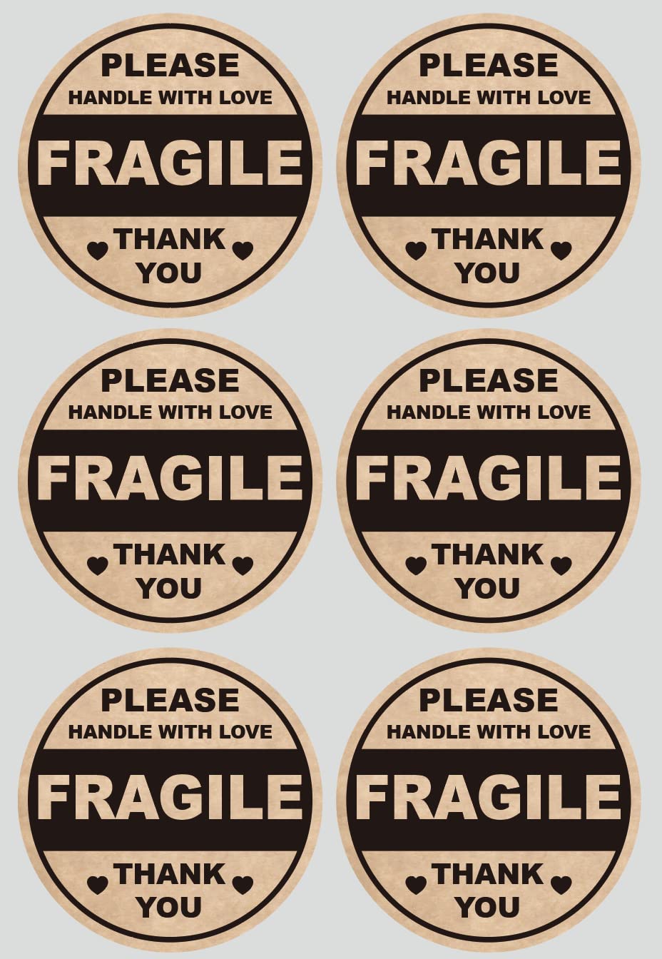 2 inch 300 PCS Fragile Stickers for Shipping Please Handle with Love and Thank You Waterproof Stickers