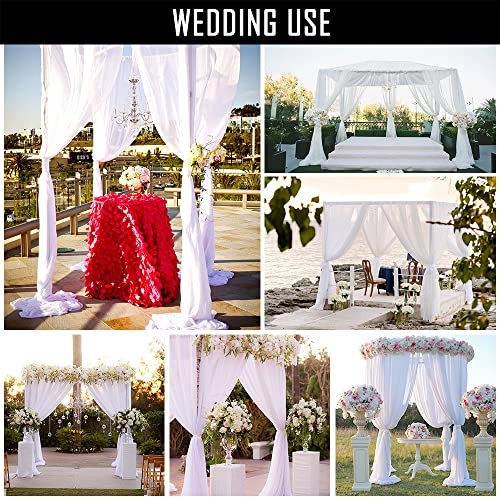 2 Pack White Wedding Backdrop Curtain 10ft by 10ft, Wrinkle-Free Chiffon Fabric Drape 4 Panels 5ft x 10ft Transparency Backdrop Drapes for Wedding Arch Bridal Shower Party Decoration