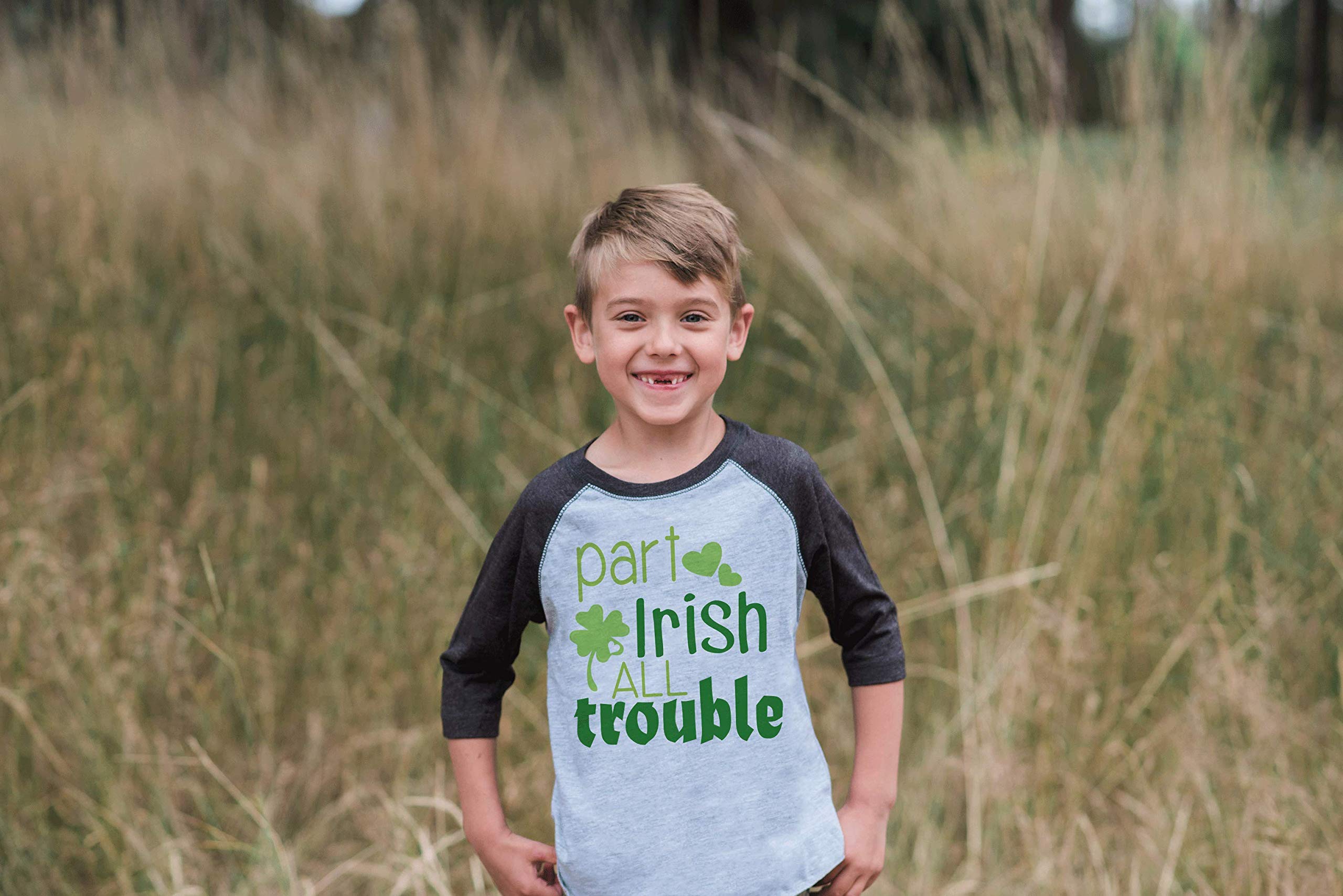 7 ate 9 Apparel Boy's St. Patrick's Day Vintage Baseball Shirt T-Shirt 18 Months Grey and Green