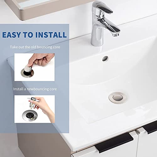 2 Pack Universal Bathroom Sink Stoppers, Fits for 1.1-1.96” Sink Drain Strainer, Pop Up Sink Drains Anti Clogging Filter with Basket Hair Catcher for Bathroom Sink Faucet Vessel Vanity(Silver)