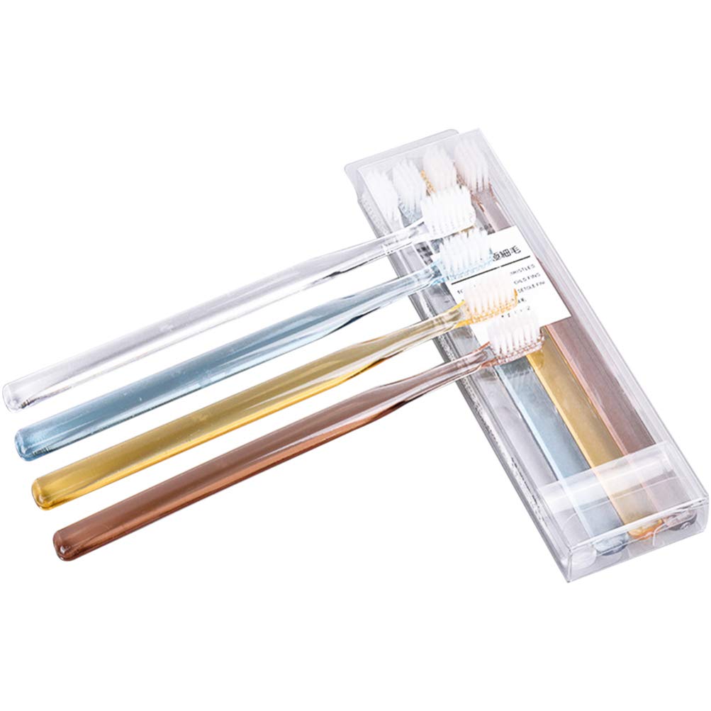 Artibetter Toothbrush Soft Bristle Clear Plastic Crystal Handle Small Head Toothbrush Travel Portable, 8pcs