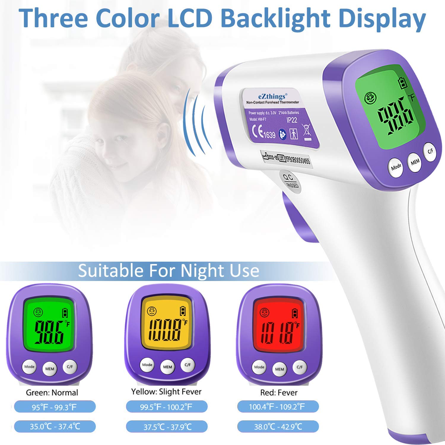 eZthings Thermometer Heavy Duty Infrared Forehead Non-Contact for Medical Offices, Hospitals, Physicians
