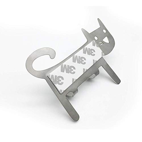 DPOWERFUL 3 Pcs Towel Hook Self-Adhesive Bath Robe Hook 2 Hooks Creative Cat Deco Wall Hooks Stainless Steel Towel Rack Coat Hooks for Bathroom Kitchen