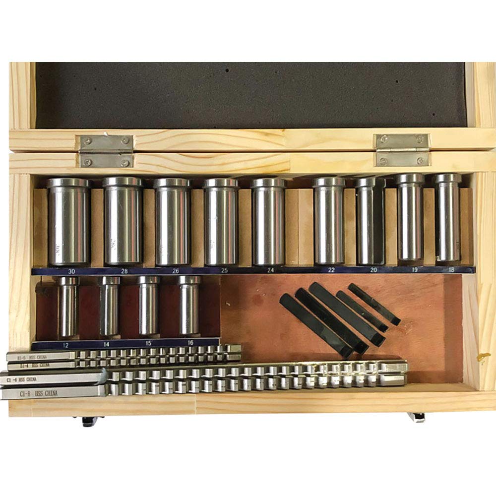 NEWTRY Keyway Broach Set 30pcs HSS Keyway Cutting Tool for Lathe Industrial Tools Precision Sets in Fitted Wooden Box (18 PCS)