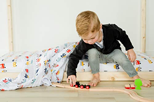 ADDISON BELLE Dream Everything Blanket - 100% Muslin Cotton - Oversized 47 inches x 47 inches - Premium 4 Layer Blanket (Trains)
