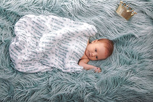 Adam & Elsa Baby Swaddling Blankets Organic Silky Soft Muslin Cotton Bamboo - Exclusive Prints - Boys & Girls Unique Gift Box - Unisex 4 Pack Oversized (Aqua Blue Wish Upon Star & Moon)