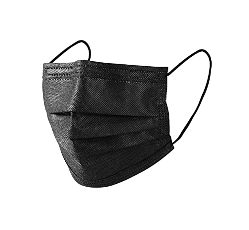 Decor and Home Face Masks, 25 Pack, Black, 3-Ply, Disposable