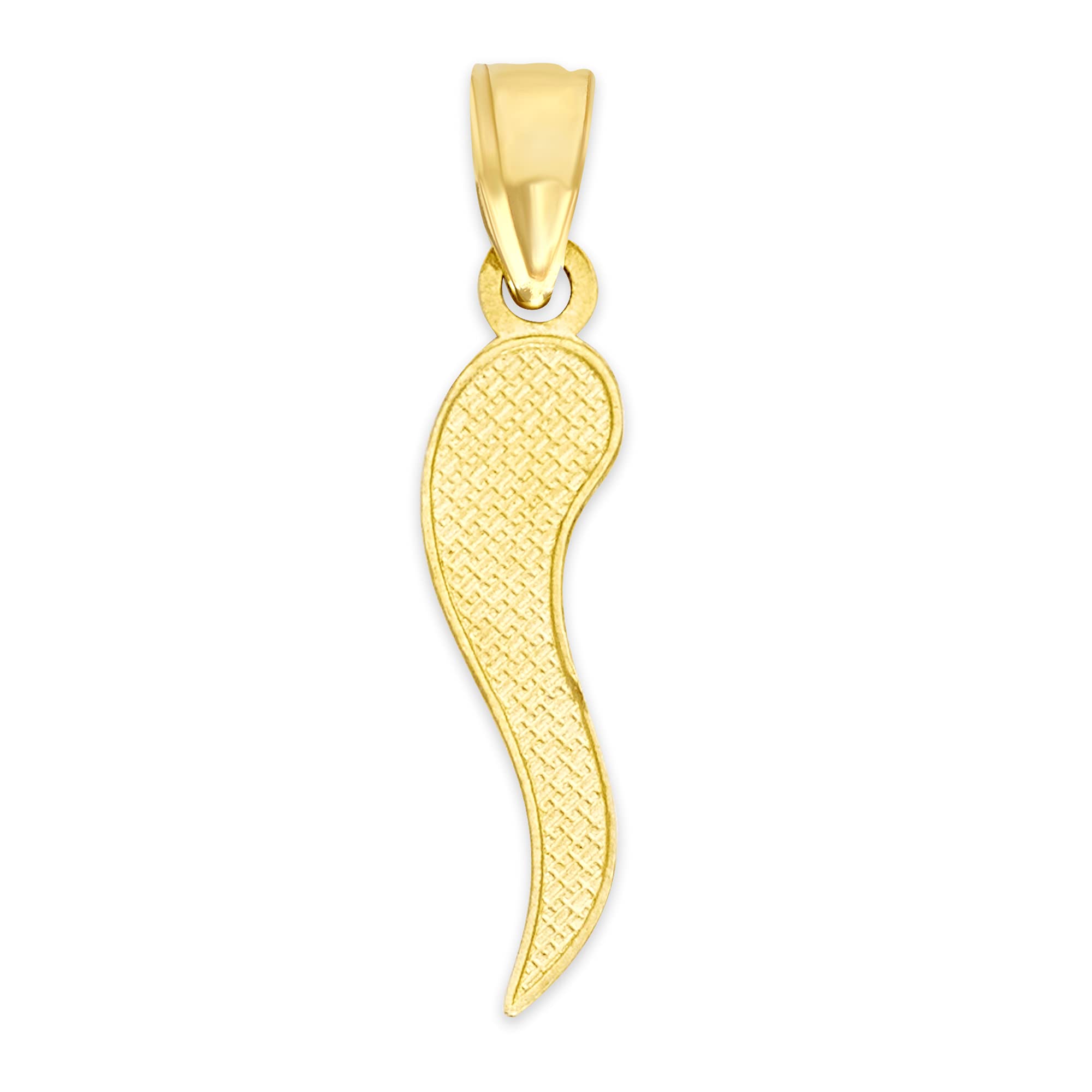 14k Real Solid Gold Italian Horn Pendant, Cornicello Jewelry Gifts for Good Luck and Protection from Evil
