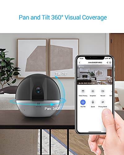 EZVIZ 4MP Indoor Camera PTZ with AI Human Detection, 2K Pan Tilt Security, Baby/Pet Monitor, Night Vision, 4X Auto-Zoom, Motion Tracking | C6W