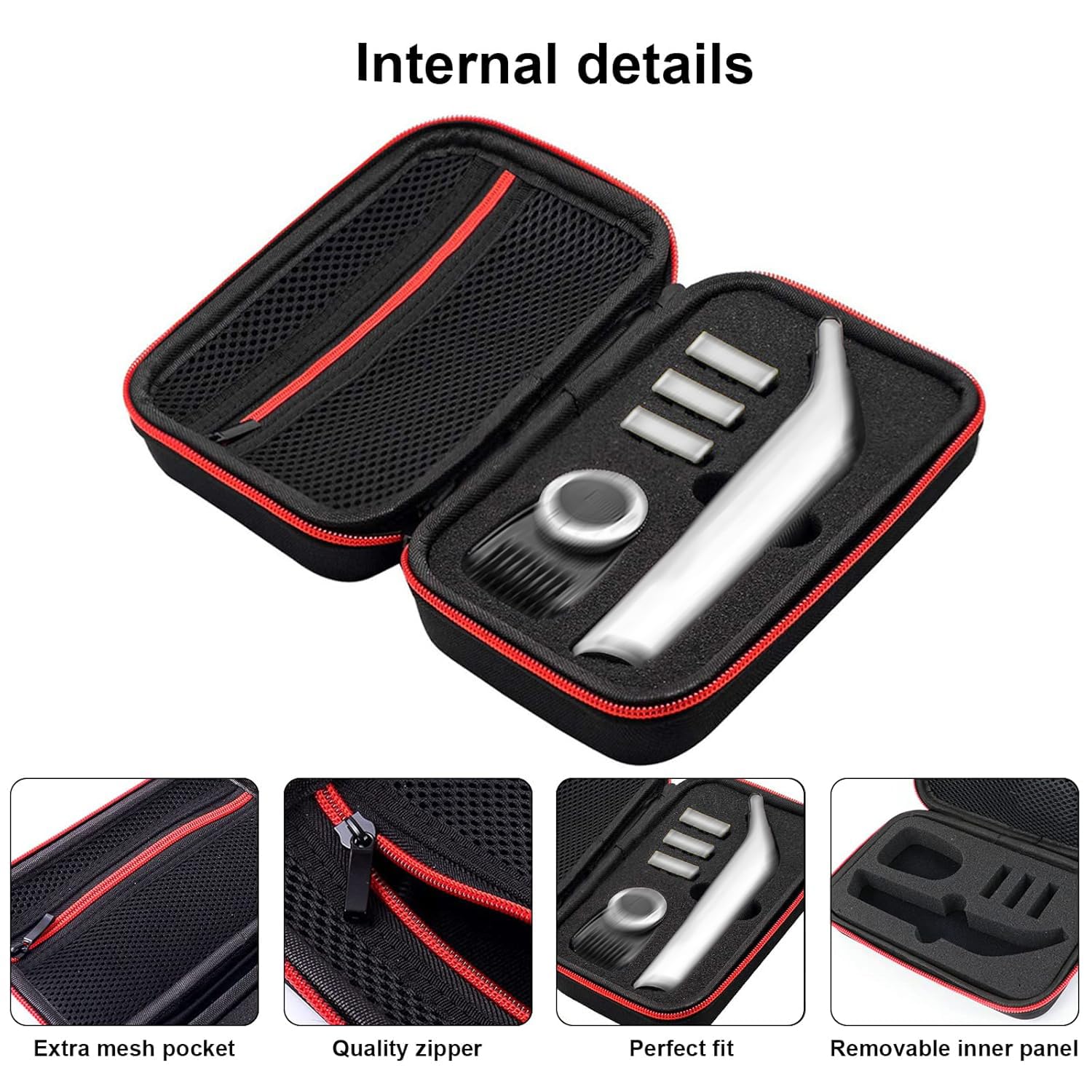 LinMei Travel Trimmer Case Compatible with One blade QP6510/70 QP6520/70 Pro Wet Dry Electric Shaver Hard Portable Storage Carrying Case for Shavers and Accessories