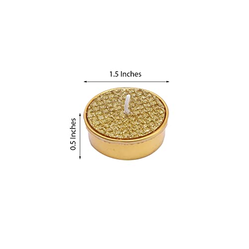 Efavormart Set of 9 Metallic Gold Unscented Tea Light Candles with Textured Design