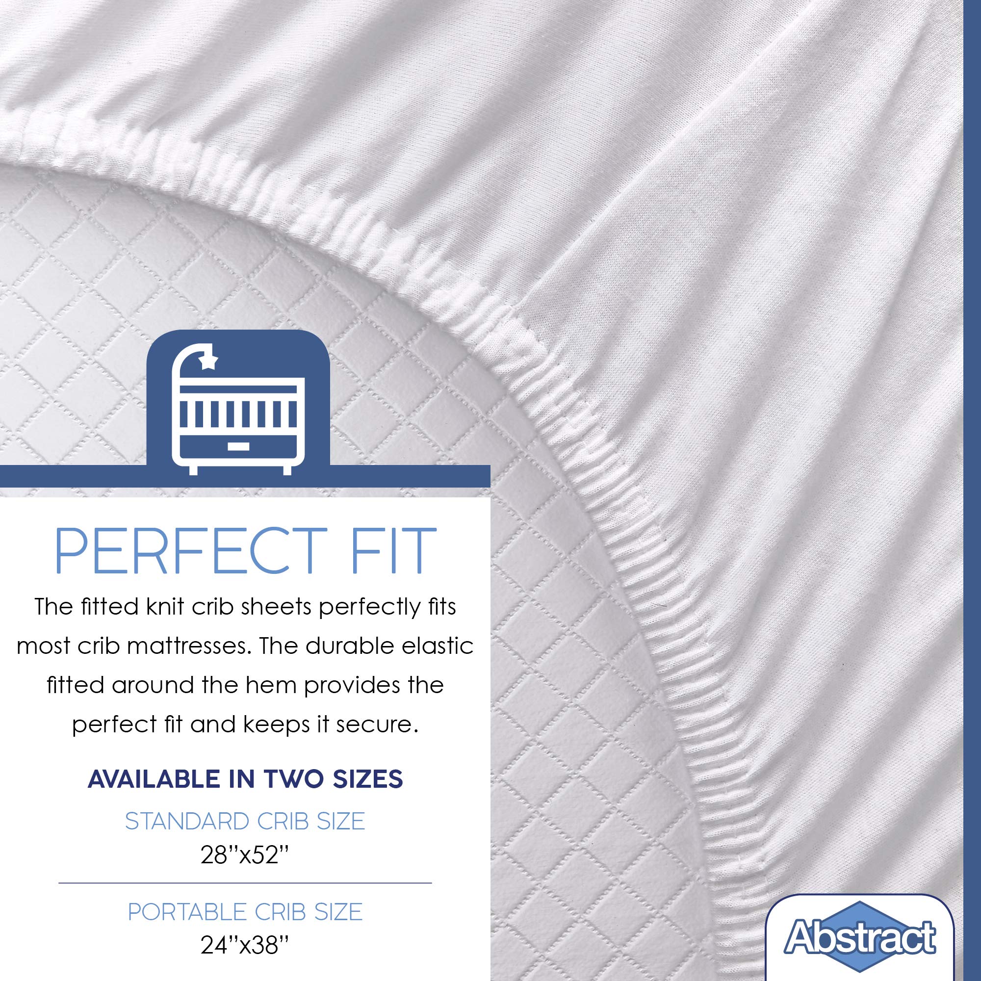 Abstract Cotton Crib Sheets - Fitted Crib Sheet for Standard Crib Mattress - Ultra Soft Crib Sheets for Boys Girls Baby - Universal - Snug Fitted - Cotton - 28"x52" (Solid White)