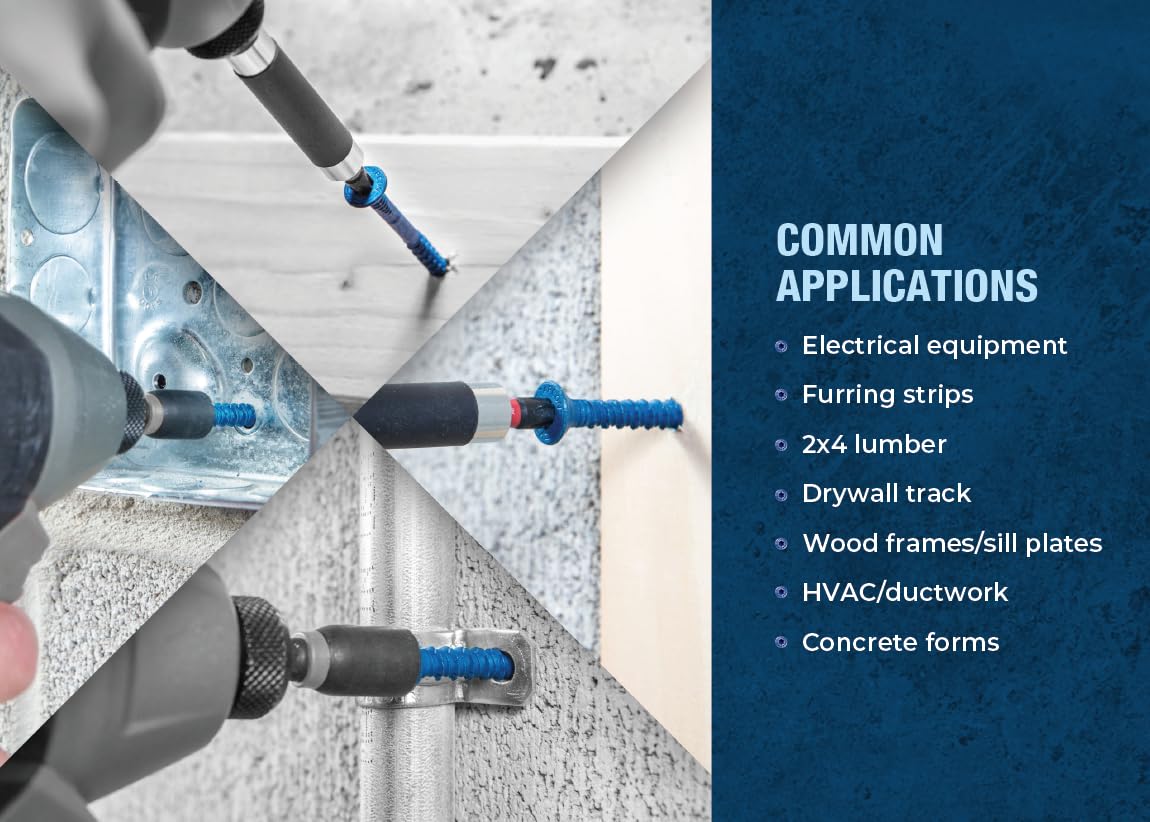 Tapcon 1/4" x 2-1/4" Star Torx Head Concrete Anchor Screws 3187407V2 | 100 Pack | Drill Bit Included