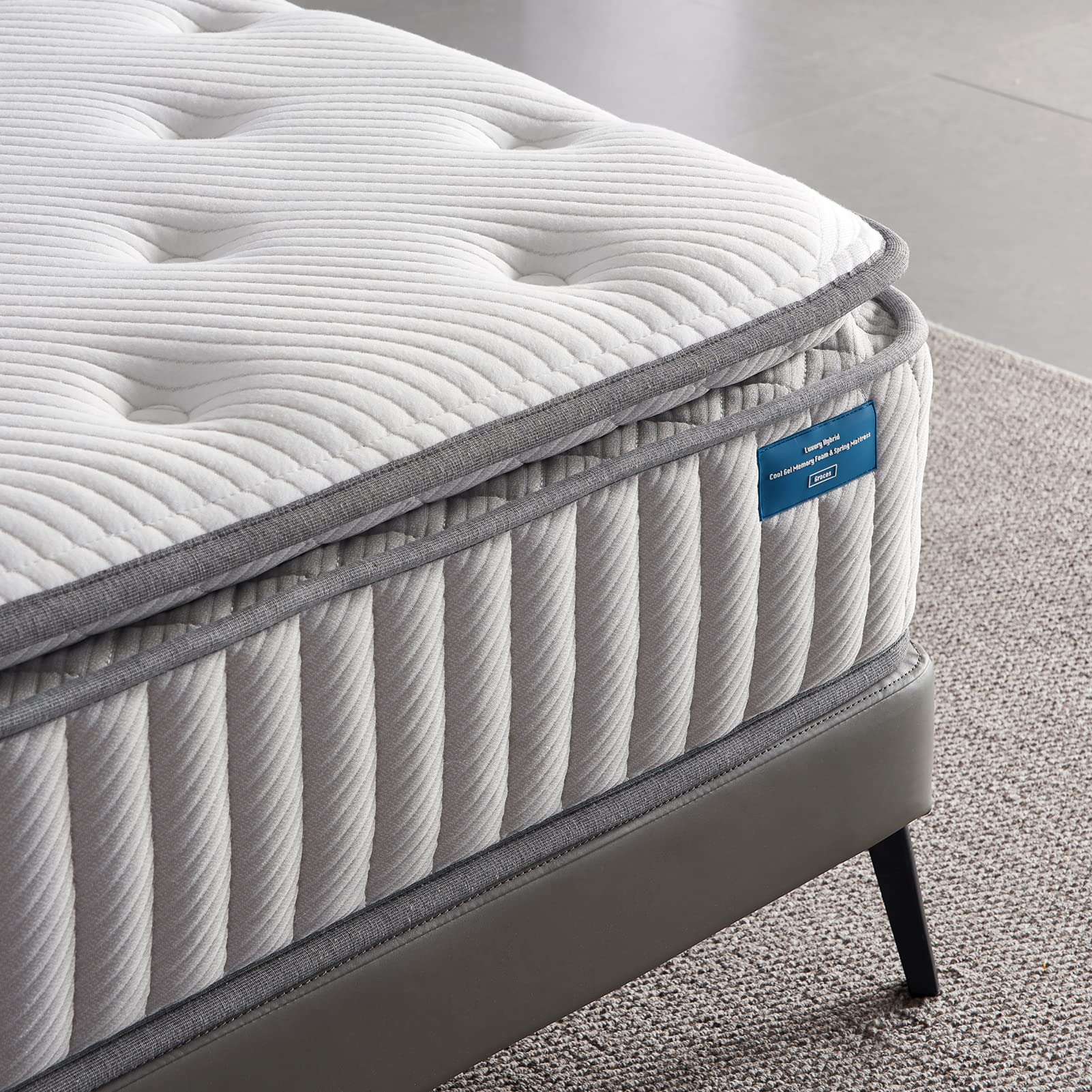 12 Inch Queen Mattress, Lechepus Cool Gel Memory Foam Hybrid Mattress with Pocket Innerspring, Medium Firm Pillow Top Mattresses for Supportive & Pressure Relief