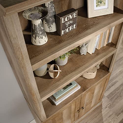 Sauder Miscellaneous Bookcase with Doors, L: 35.28" x W: 13.23" x H: 69.76", Lintel Oak finish