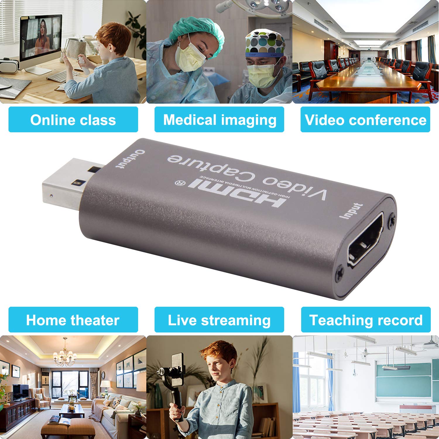 BlueAVS HDMI to USB Video Capture Card 1080P for Live Video Streaming Record via DSLR Camcorder Action Cam (Coffee)