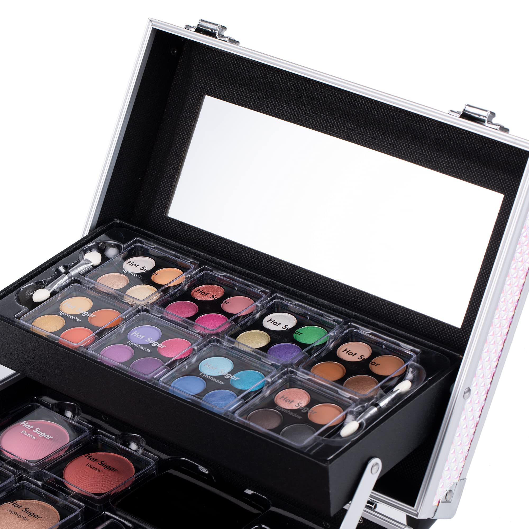 Hot Sugar Makeup Kit for Women Full Kit Teen Girls Starter Cosmetic Gift Set with Cute Mermaid Train Case Includes Pigmented Eyeshadow Palette Blush Lipstick Lip Pencil