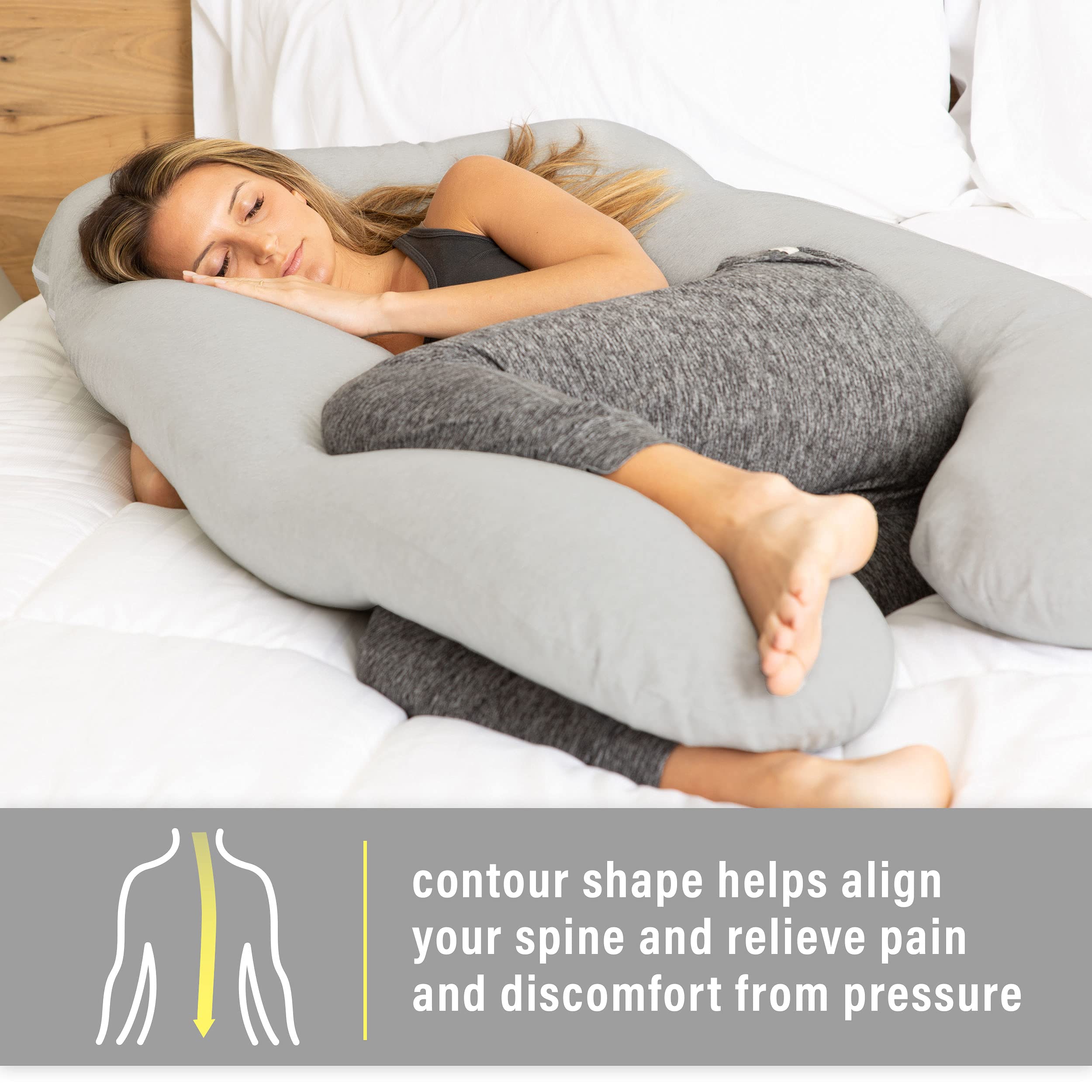 Freedom Goods Pregnancy Pillow (2 Zip Off Pillowcases Warm and Cool),Velvet and Cotton Cover, U Shaped Pregnancy Pillows for Sleeping (55" Lx30 Wx7 H), Maternity Pillow