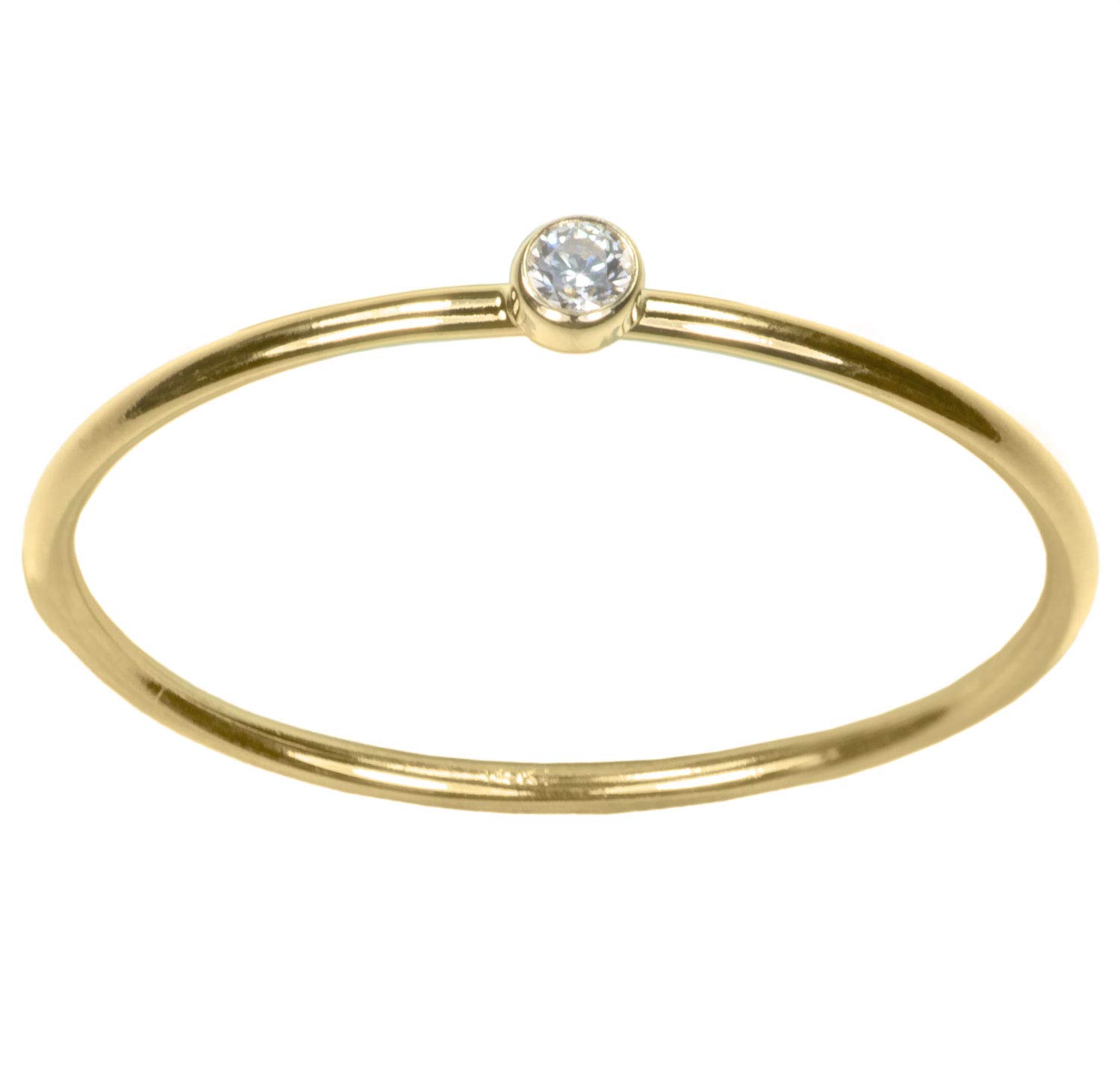 14K Gold 2mm White CZ Stacking Ring Size 8
