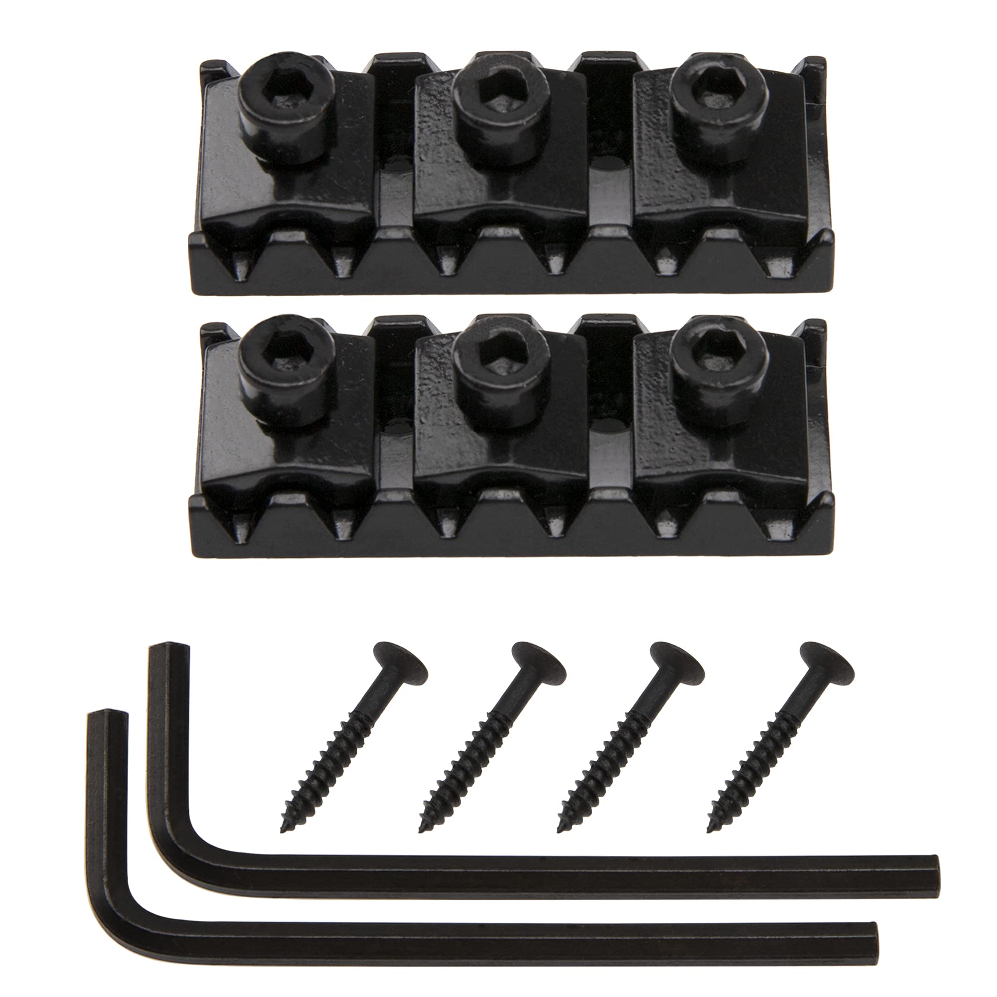 2Pcs Yootones 42mm Metal Guitar String Locking Nut Compatible with Floyd Rose Style Electric Guitar Tremolo Bridge Lock System (Black)