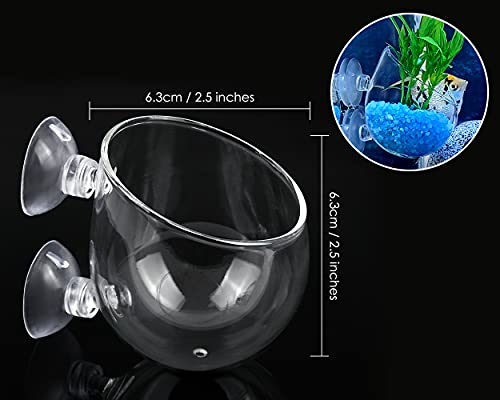 DS. DISTINCTIVE STYLE Aquatic Plant Cups 2 Pieces Crystal Glass Plant Pot with 2 Suction Cups for Aquarium Decoration