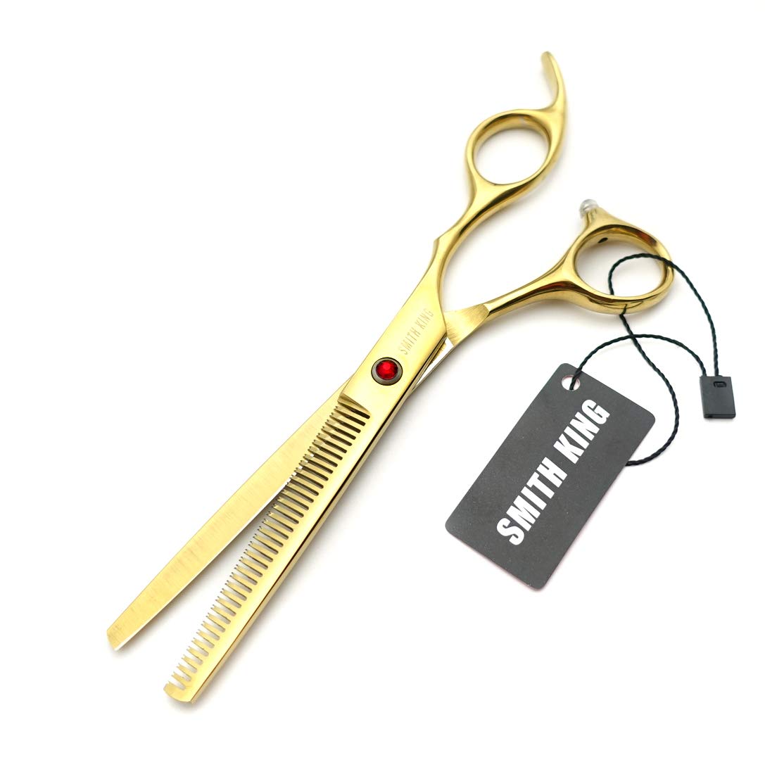 7.0 Inches Hair Cutting Scissors Set with Combs Lether Scissors Case,Hair cutting shears Hair Thinning shears For Personal and Professional (Gold)
