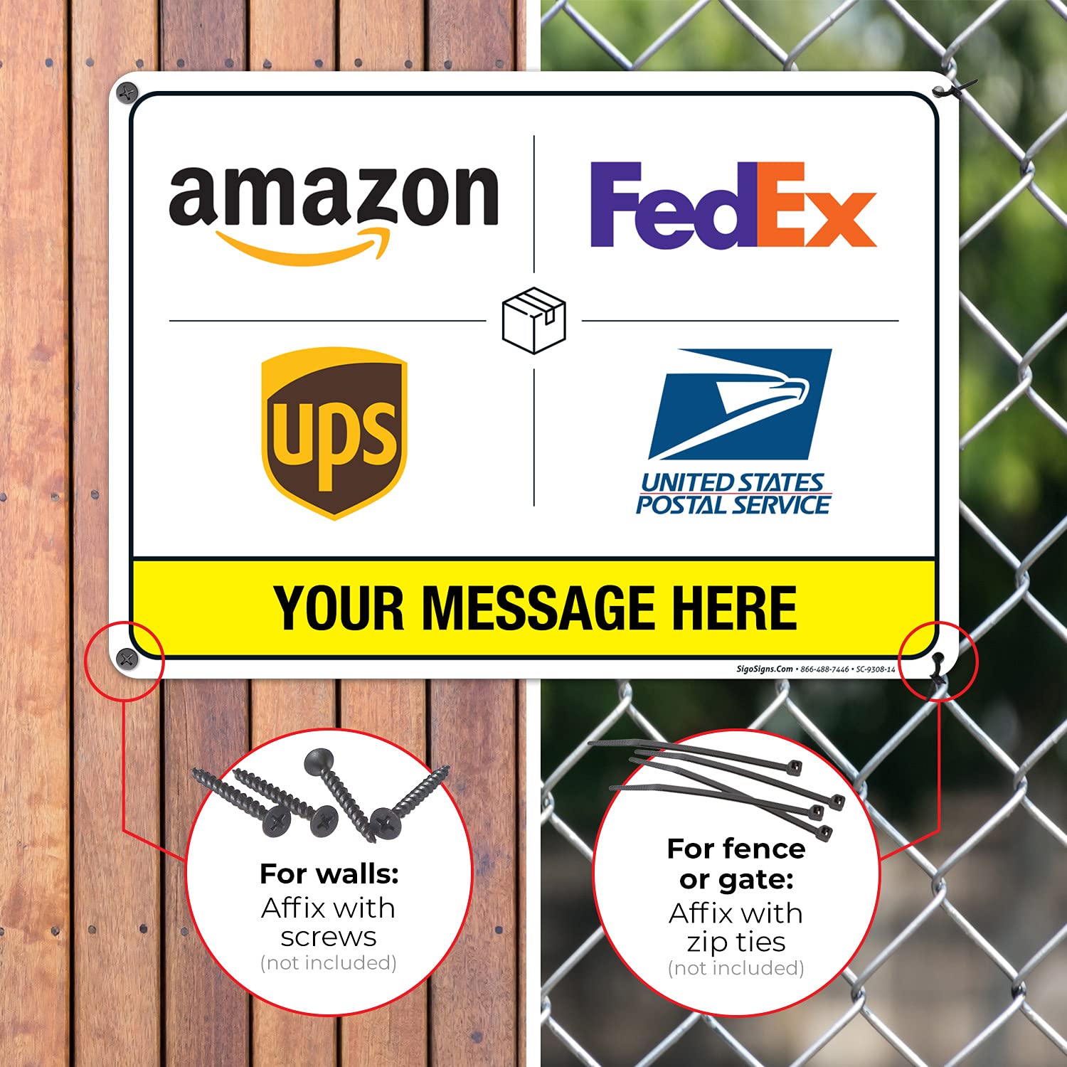 Sigo Signs Package Delivery Custom Sign, 10x14 Inches, Rust Free .040 Aluminum, Fade Resistant, Made in USA by Sigo Signs