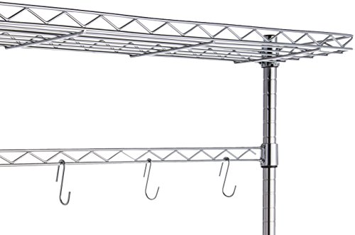 Amazon Basics 3 Tier Kitchen Storage Baker's Rack With Removeable Top, Wood/Chrome, 14" D x 36" W x 63.4" H