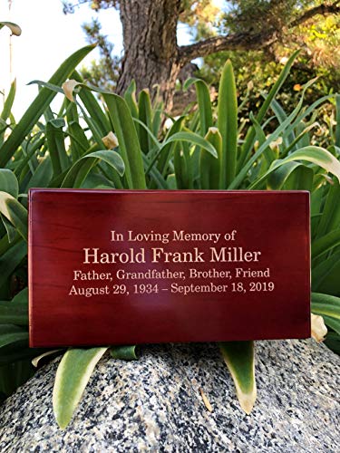 Deering Moments Custom Engraved Lacquered Funeral Cremation Urn for Human Ashes (Mahogany, Large)