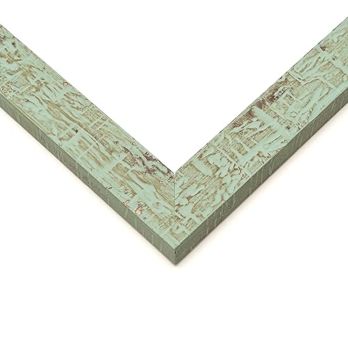 30x8 Frame Green Solid Wood Picture Frame Width 1.125 Inches | Interior Frame Depth 0.5 Inches | Frazer Bohemian Photo Frame Complete with UV Acrylic, Foam Board Backing & Hanging Hardware