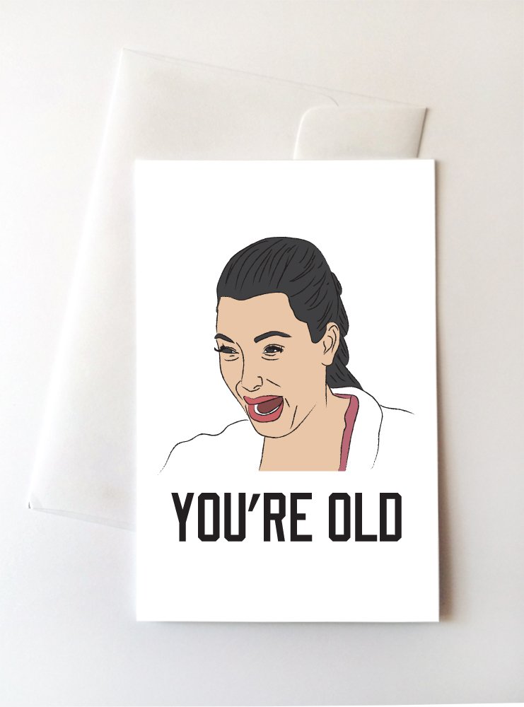 2 Pack - Crying You're Old Birthday Cards Funny Meme Internet Reality TV Star (4.25x5.5 Inch)