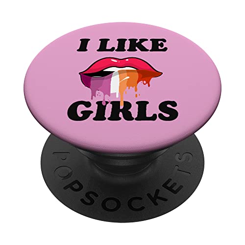 I Like Girls Lesbian Graffiti Paint Drip Queer Flag LGBTQ PopSockets Swappable PopGrip