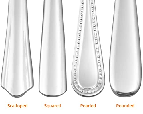 Amazon Basics Stainless Steel Dinner Spoons with Round Edge, Pack of 12, Silver