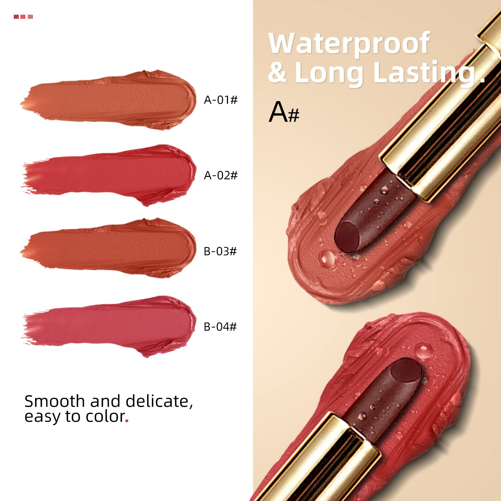 LAMUSELAND Matte Lipstick, 2Pc/Set Waterproof Long Lasting Moisturizing Lip Stain Earphone Dual-color Lip Gloss Primer, Non-stick Cup Lip Make Up Gift Kit for Girls (White)