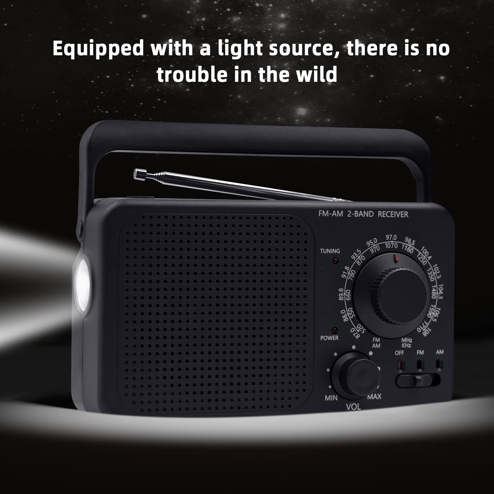 2022 New BOCTOP Portable AM/FM Radio, Simple Transistor Radio with Flashlight, 3 D Battery Operated/AC Powered, Easy to Use, Suit for Senior and Home
