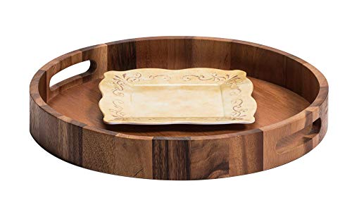 Kalmar Home Round Serving Tray | Charcuterie Board | Acacia Wood | Environmentally Friendly | 15 in