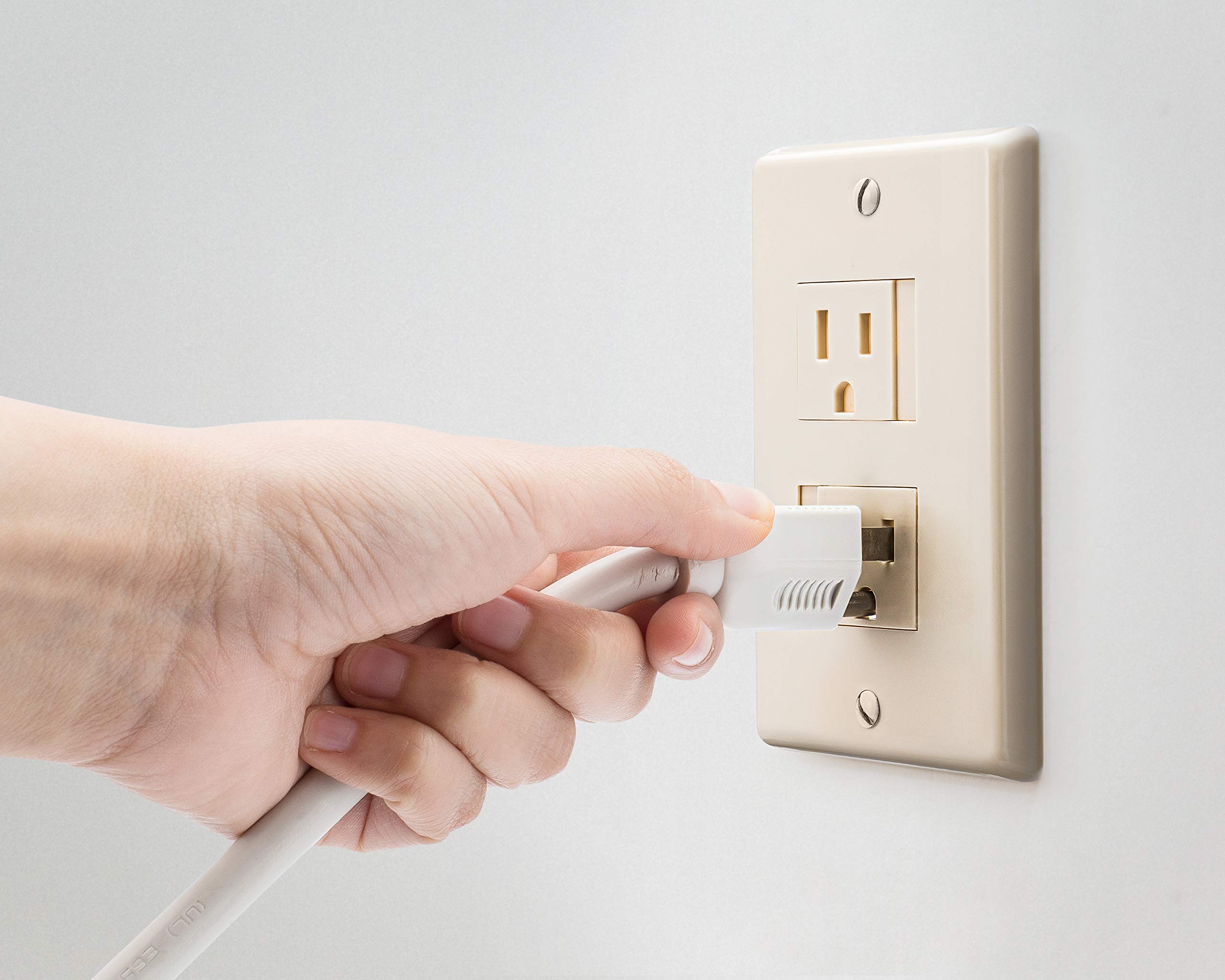 6-Pack Safety Innovations Self-Closing (2 Screw) Decora Outlet Covers- an Alternative to Wall Socket Plugs for Child Proofing Outlets (Beige)