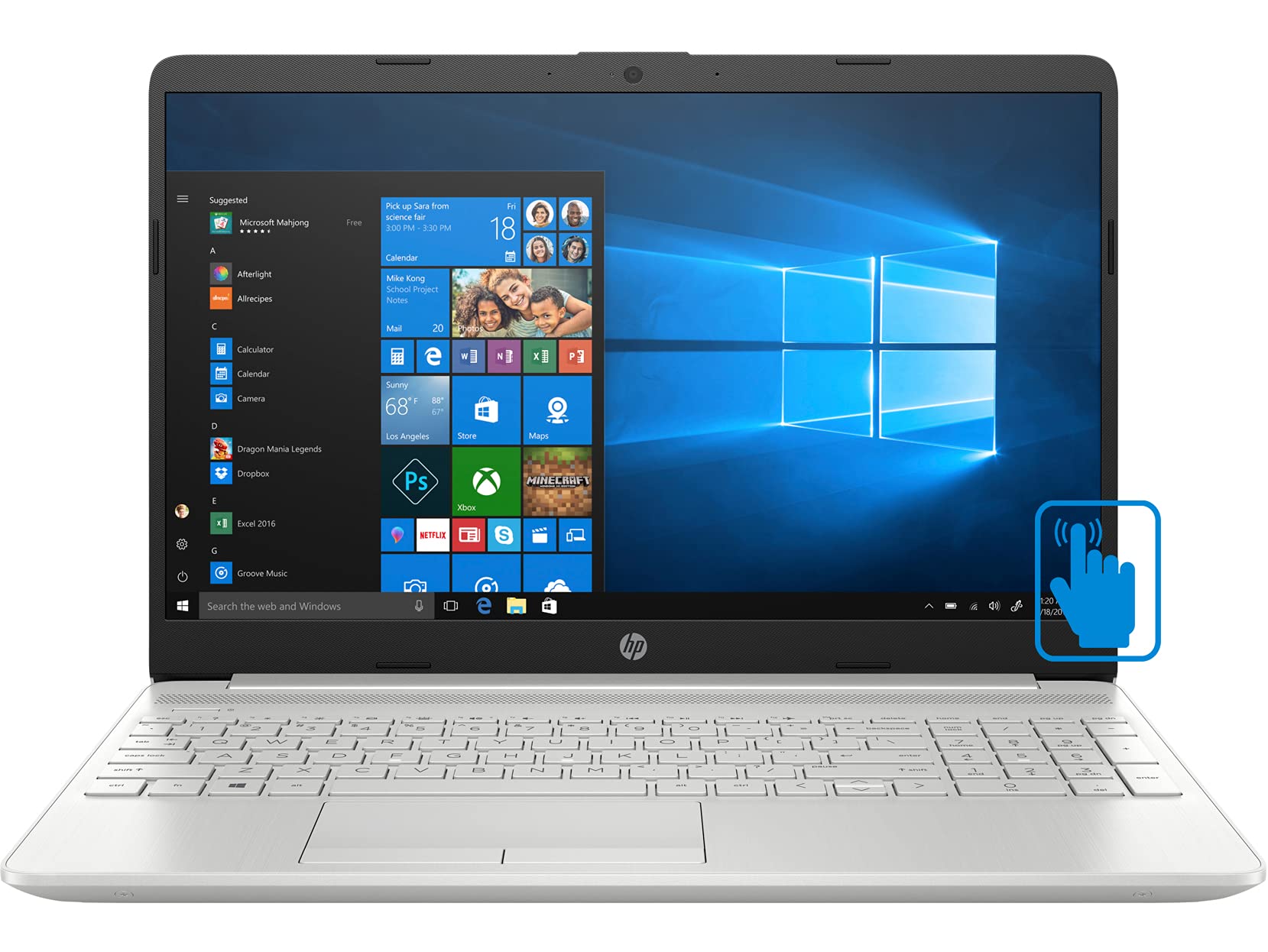 HP 15 Business Laptop 15.6" HD Touchscreen 11th Gen (Intel i5-1135G7 4-Core, 16GB RAM, 512GB PCIe SSD, Intel Iris Xe, (1366x768), WiFi 5, Bluetooth 4.2, HD Webcam, SD Card, Win 10 Pro) w/Hub