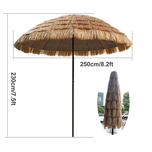 HLMBQ 2.5m/8.2ft Thatch Patio Tiki Umbrella,Parasol Garden Umbrella,Hula Thatched Parasol,Hawaiian Style Sun Shade,Portable Folding Sunbrella,Outdoor Backyard Lawn Store