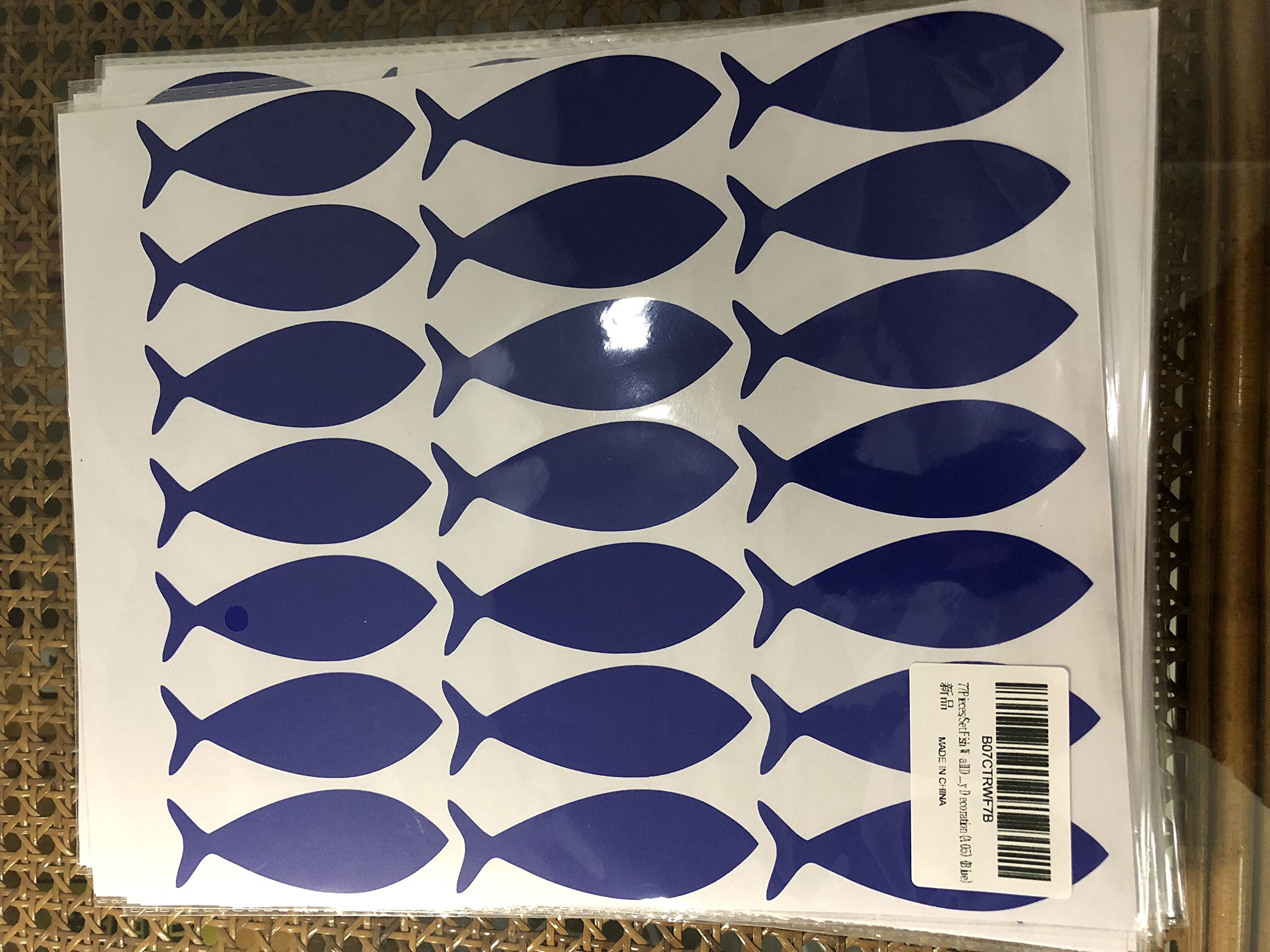 77Pieces Set Fish Wall Decal,Removable Vinyl Stickers for Kids Baby Bedroom, Bathroom,Nursery Decoration A05 (Blue)