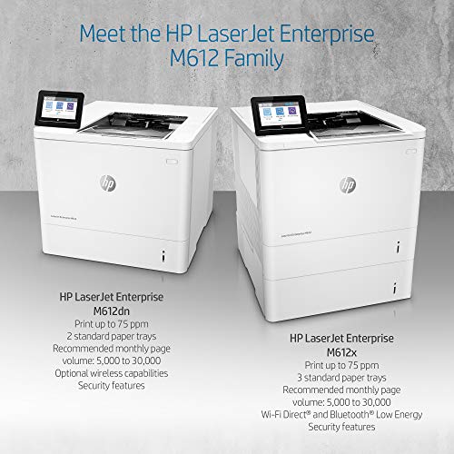 HP LaserJet Enterprise M612dn Monochrome Printer with built-in Ethernet & 2-sided printing (7PS86A)