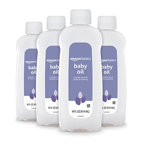 Amazon Basics Baby Oil, Lavender Scented, 14 Fluid Ounce, 4-Pack (Previously Solimo)