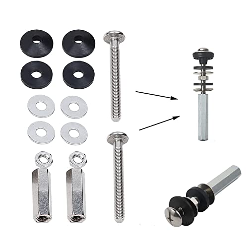 2 Pack Toilet Tank to Bowl Bolt Kits, Universal Heavy Duty Bolts Toilet Bolts with Waterproof Stainless and Rubber Washers Gasket, Nuts Easy to install