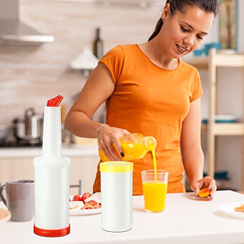 24 Pack Bar Pour Colorful Juice Pouring Bottle Containers 34 oz Plastic Juice Dispensers in 6 Colors for Bar Home Kitchen Party Supplies