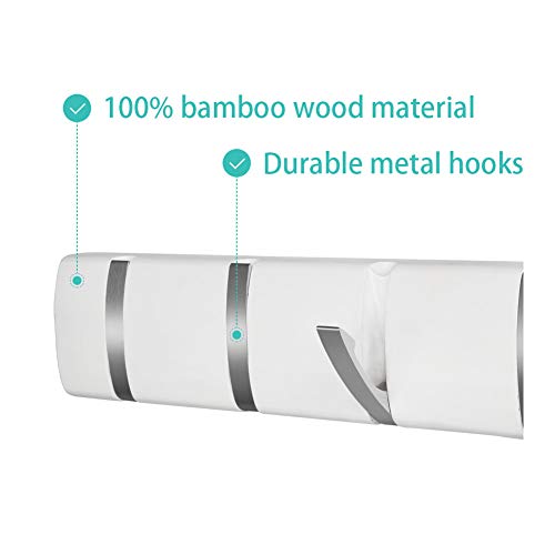 BonusAll Wall Mounted Floating Rack Coat Rack Wall Hook Space-Saving Coat Hanger with 5 Retractable, White