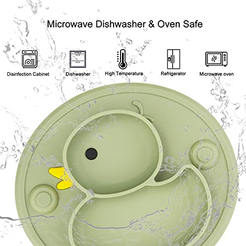 Lightening Corp Baby Plate Silicone Suction Toddler Plates, Divided Dishes for Toddler Kids, Self Feeding, BPA Free, Microwave and Dishwasher Safe (SP-21)