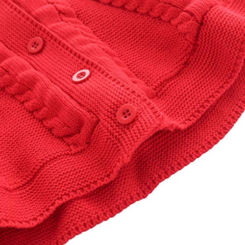 famuka Baby Girl Cloaks Warm Knitted Poncho Toddlers Red Cape Cloak (Red, 3-4T)